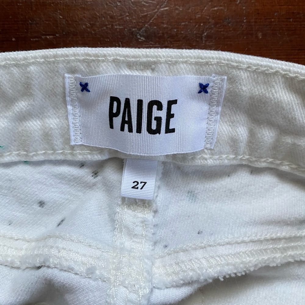 Paige White Denim Paint Splatter Ankle Jeans - Gem